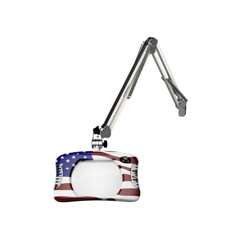 7 x 5.25" Rectangular Green-Lite® LED Magnifiers with Table Edge Clamp